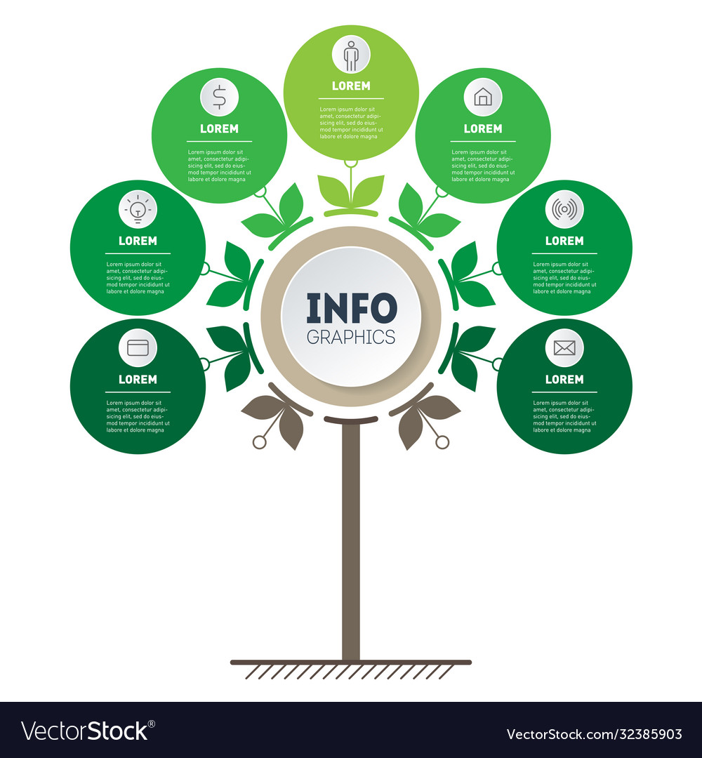 Green timeline or infographics tree Royalty Free Vector