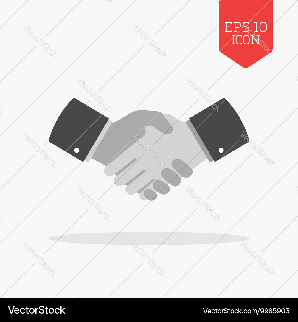 Handshake icon flat design gray color symbol Vector Image