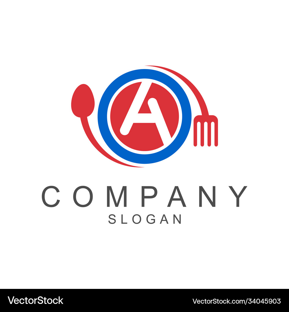 Letter a restaurant food logo template Royalty Free Vector