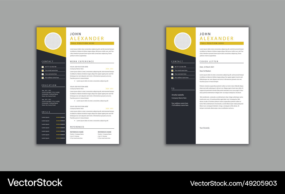 Modern resume template for job applications Vector Image