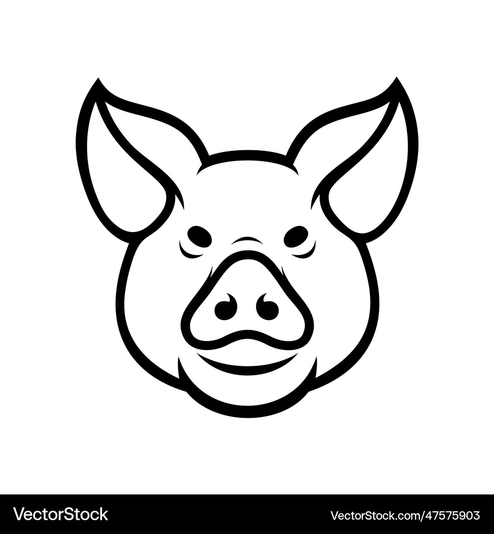 Pig head flat style logo Royalty Free Vector Image