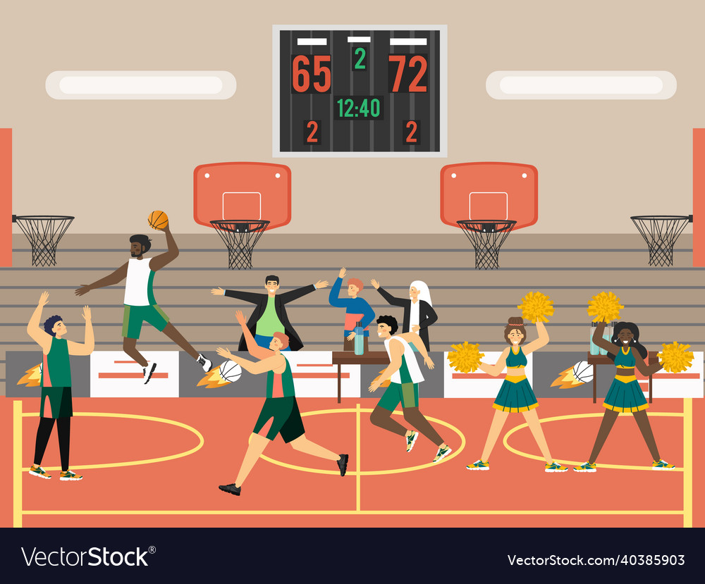 Professional basketball players playing Royalty Free Vector