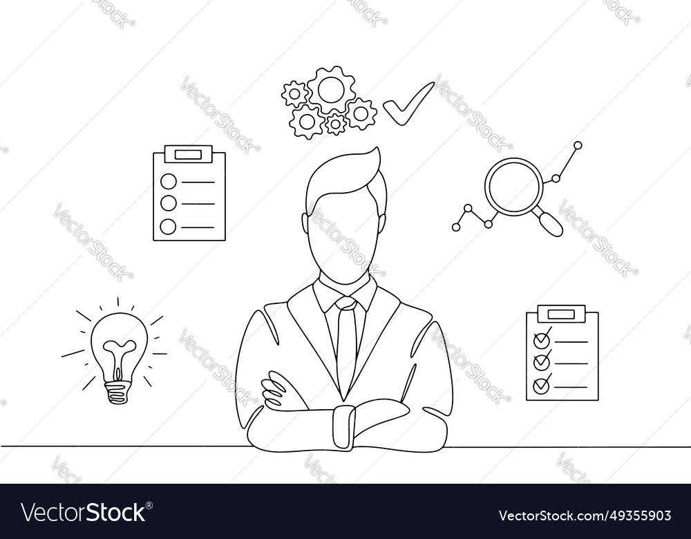 Project manager one line Royalty Free Vector Image