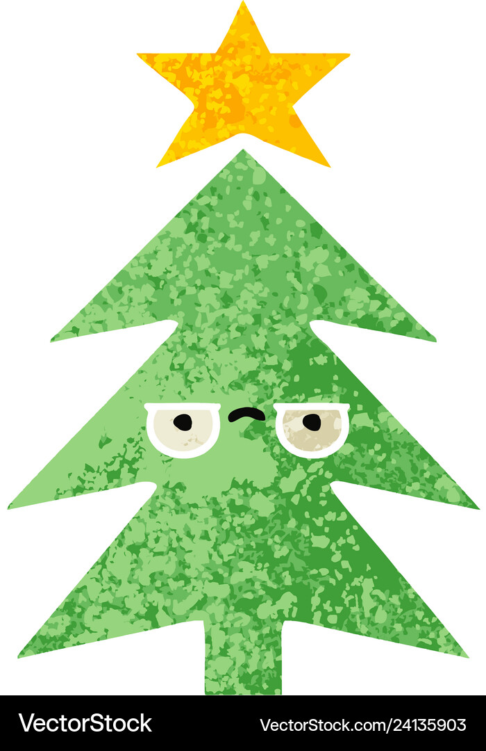 Retro style cartoon christmas tree Royalty Free Vector Image