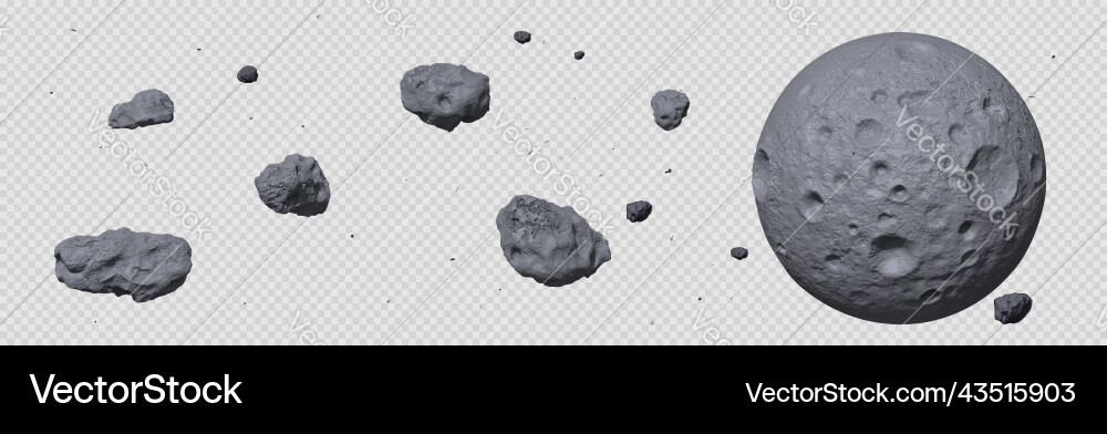 Stone asteroid belt meteor or flying space rock Vector Image