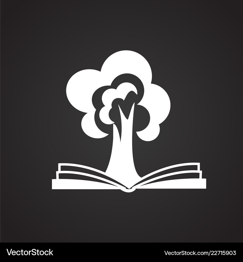 Tree of wisdom on book on black background Vector Image