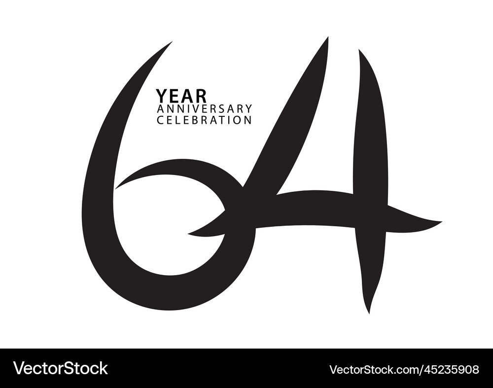 64 year anniversary celebration black color Vector Image