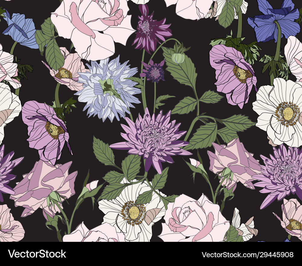 Beautiful fabric blooming flowers Royalty Free Vector Image
