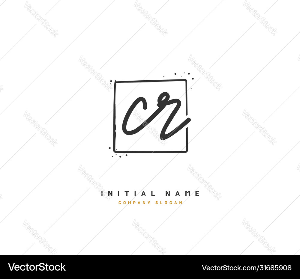 C r cr beauty initial logo handwriting logo Vector Image