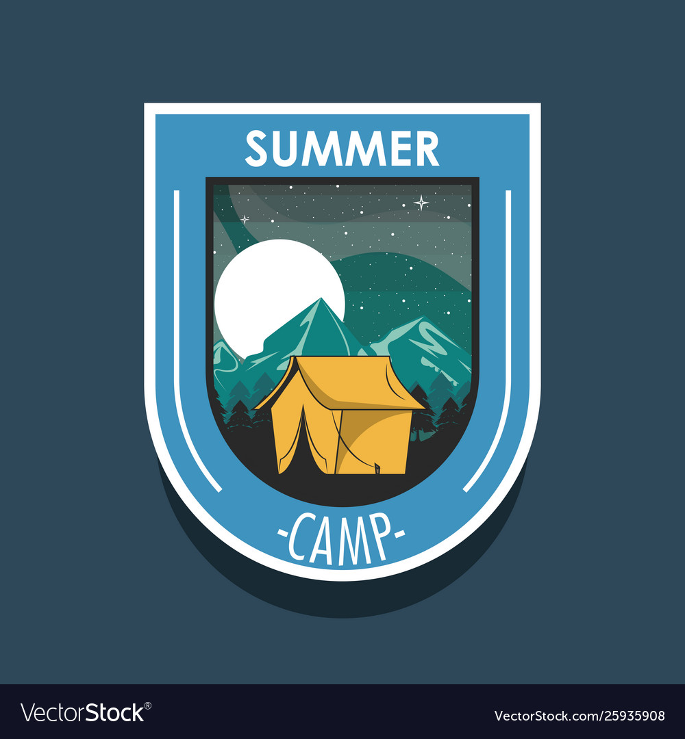 Camping explore summer patch emblem Royalty Free Vector