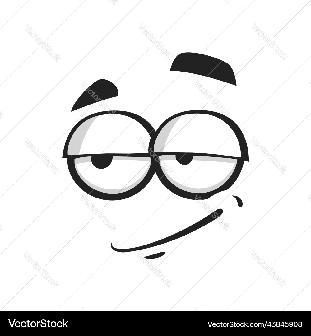 Cartoon face smirk or simper emoji character Vector Image
