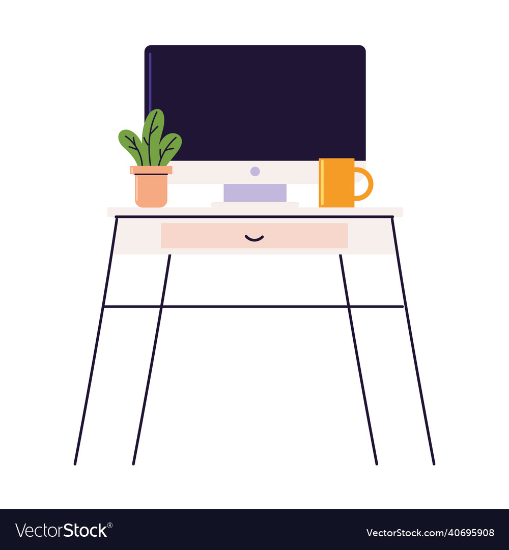 Computer on table Royalty Free Vector Image - VectorStock