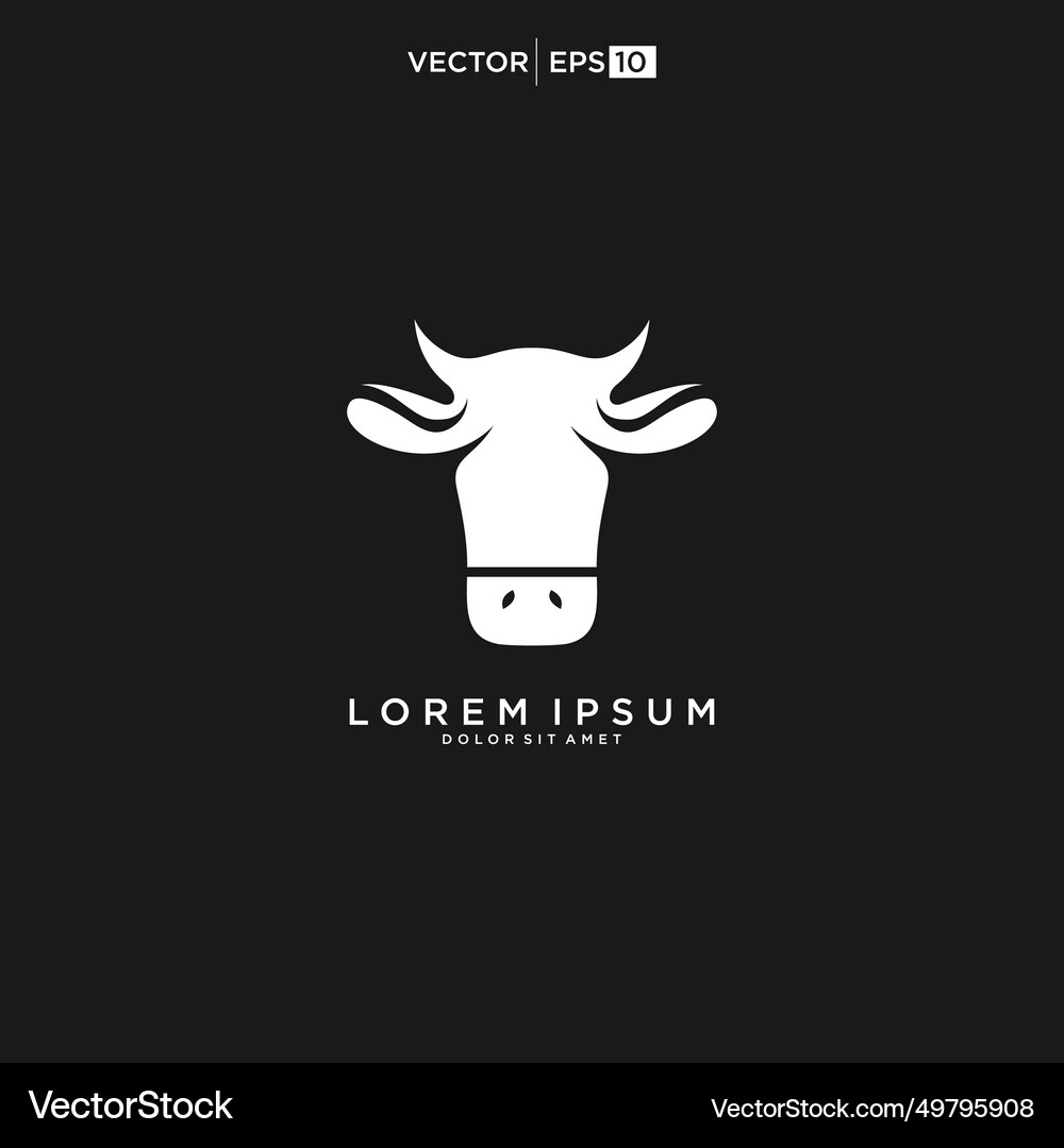 Cow logo design head face line art mon Royalty Free Vector