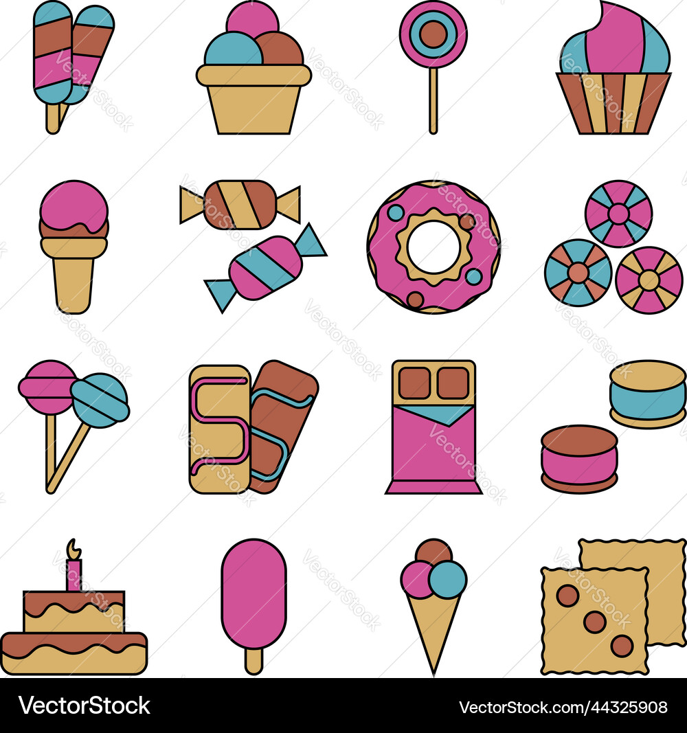 Delicious sweets on a white background Royalty Free Vector