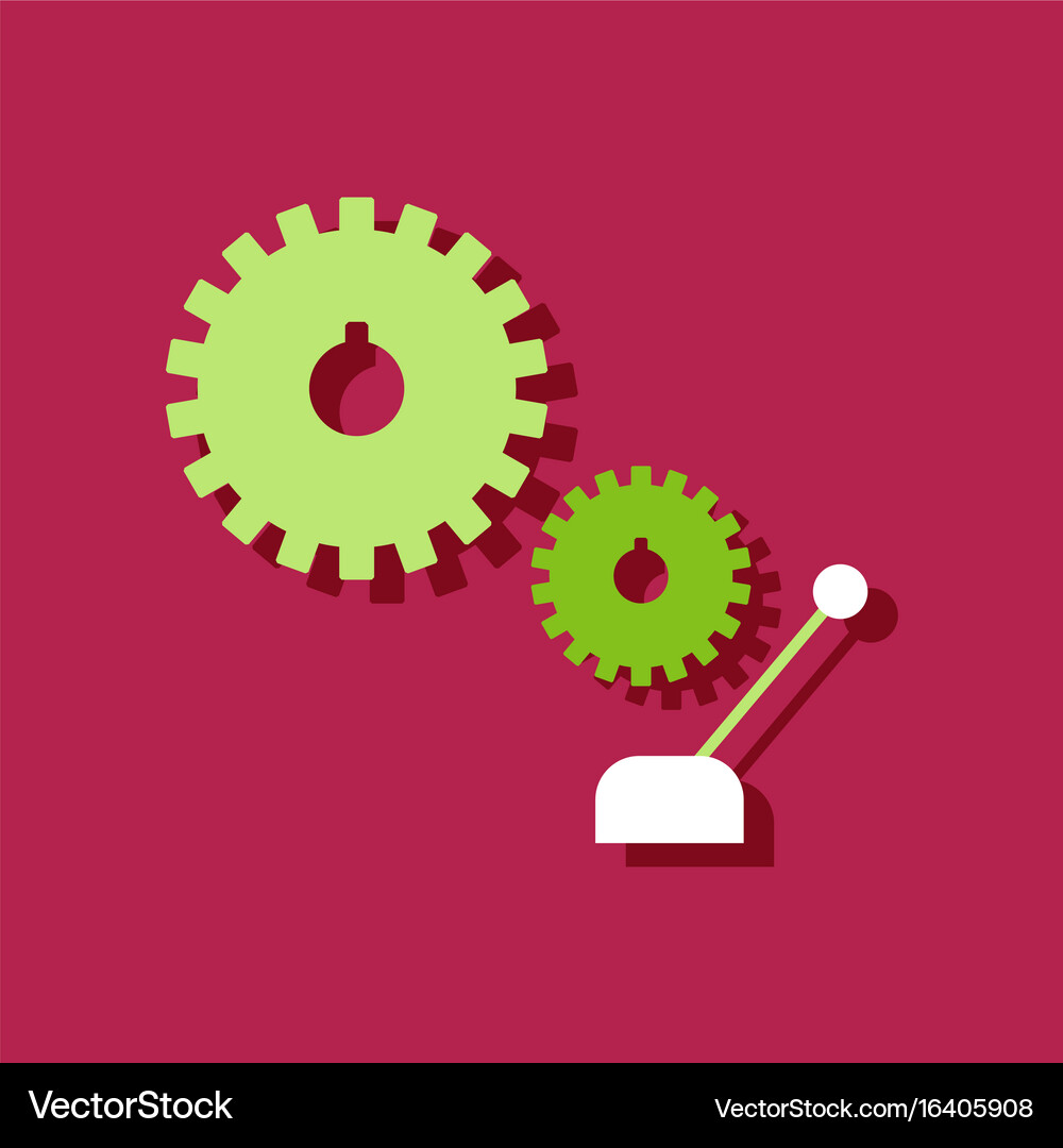 Flat icon design collection gear and transmission Vector Image