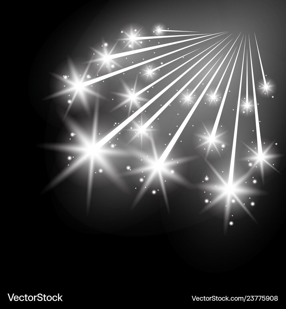 Glittering falling stars with stardust white color