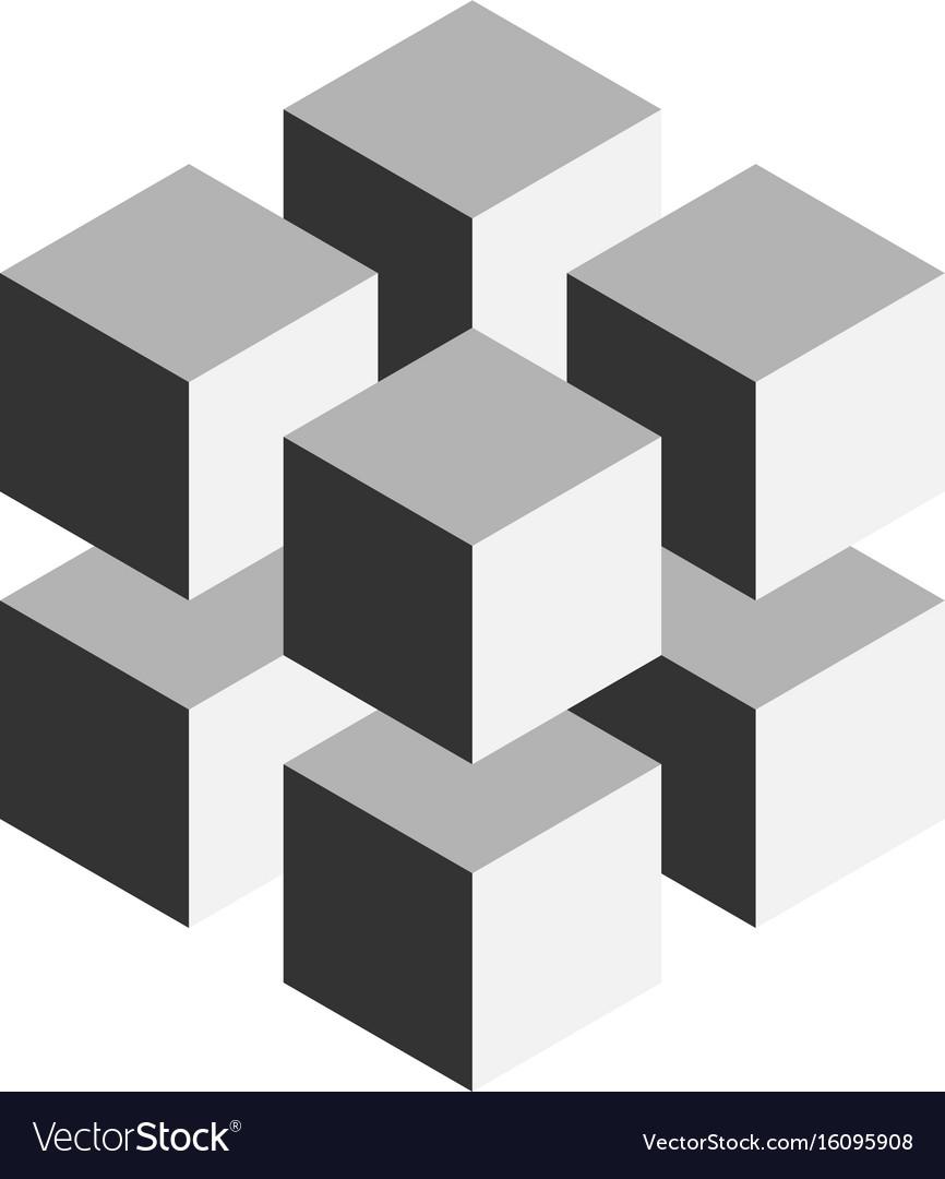 Grey geometric cube 8 smaller isometric cubes Vector Image Grey geometric cube 8 smaller isometric cubes Vector Image