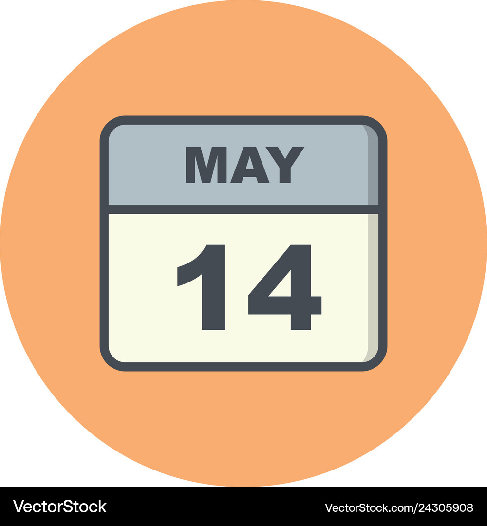 May 14th date on a single day calendar Royalty Free Vector
