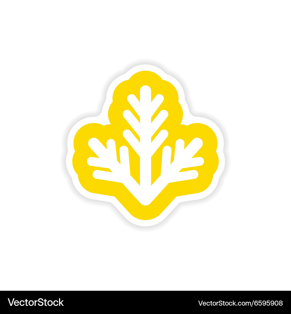 Paper sticker on white background fur-tree branch Vector Image