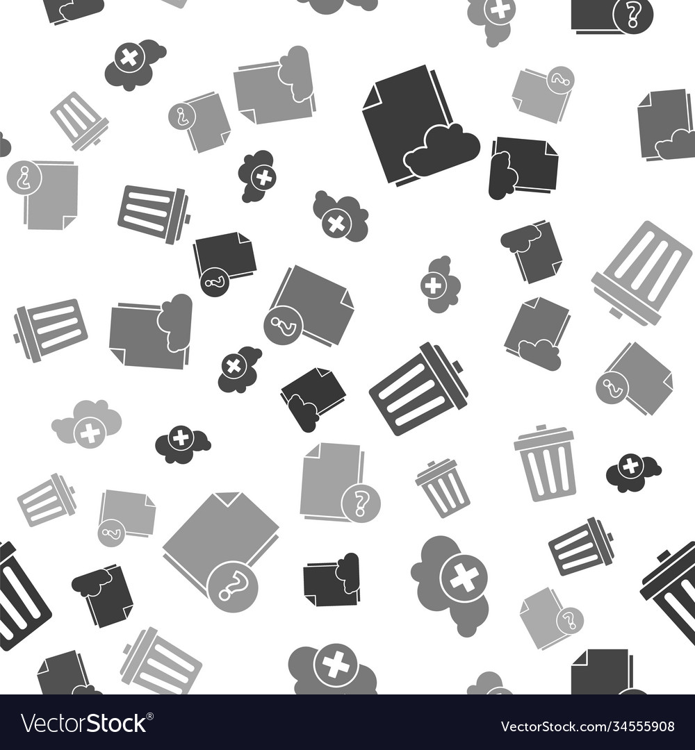 Set cloud storage text document add cloud trash Vector Image