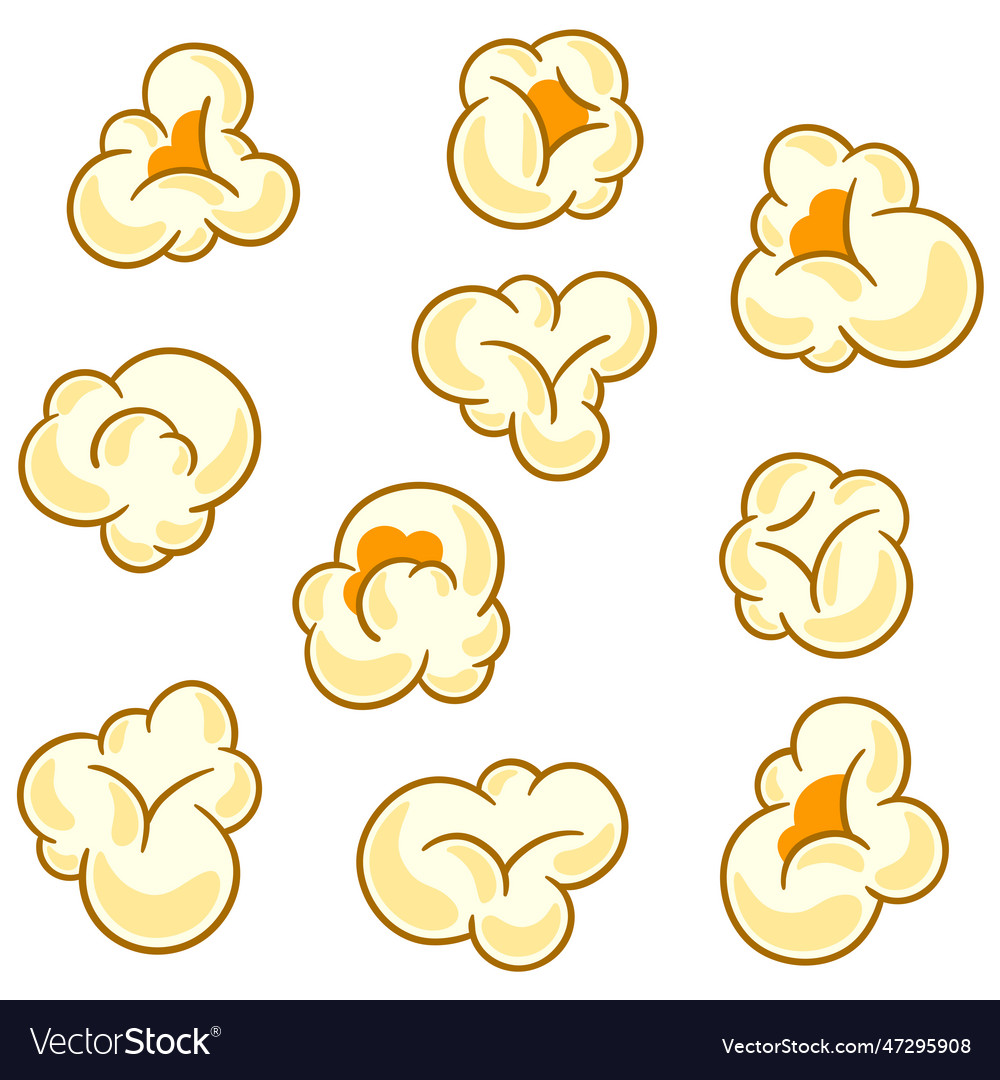 Set of popcorn image of snack food in cartoon Vector Image