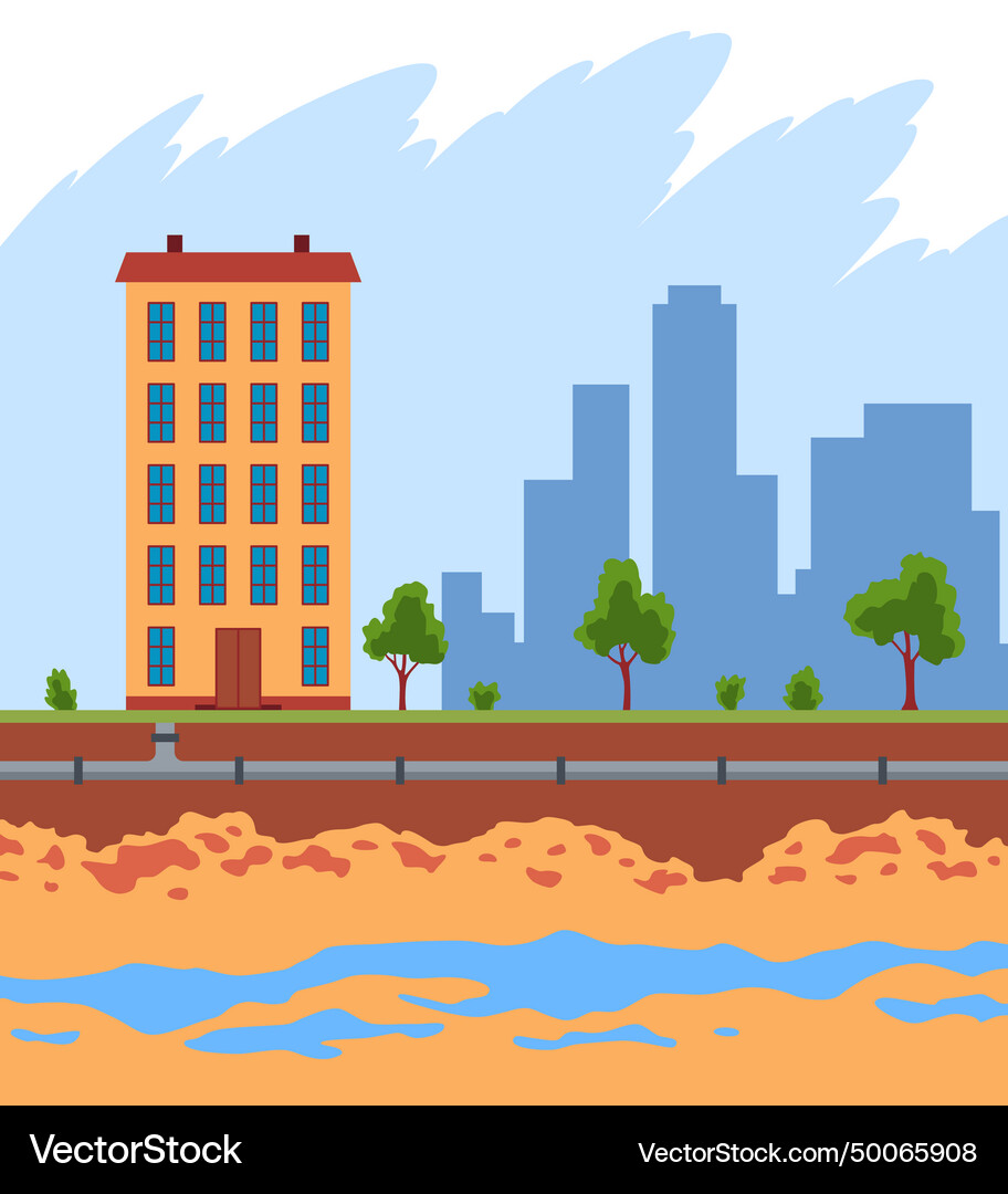 Water supply wells system structure of soil Vector Image