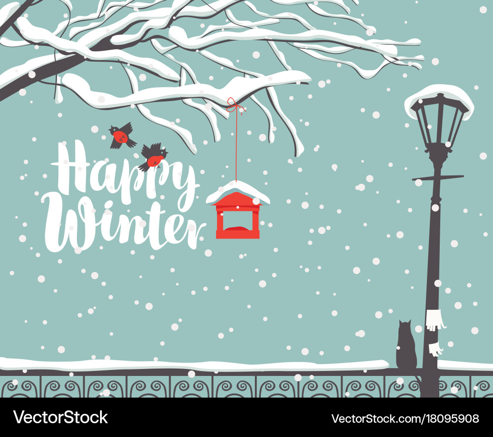 Winter landscape with snow-covered tree in park Vector Image