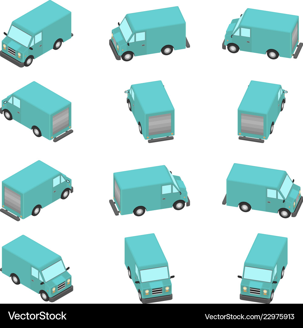 Animation rotation car in isometric Royalty Free Vector