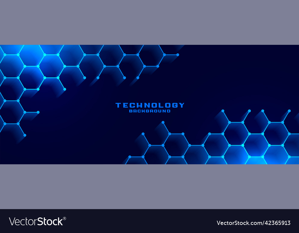 Blue hexagonal mesh technology background Vector Image