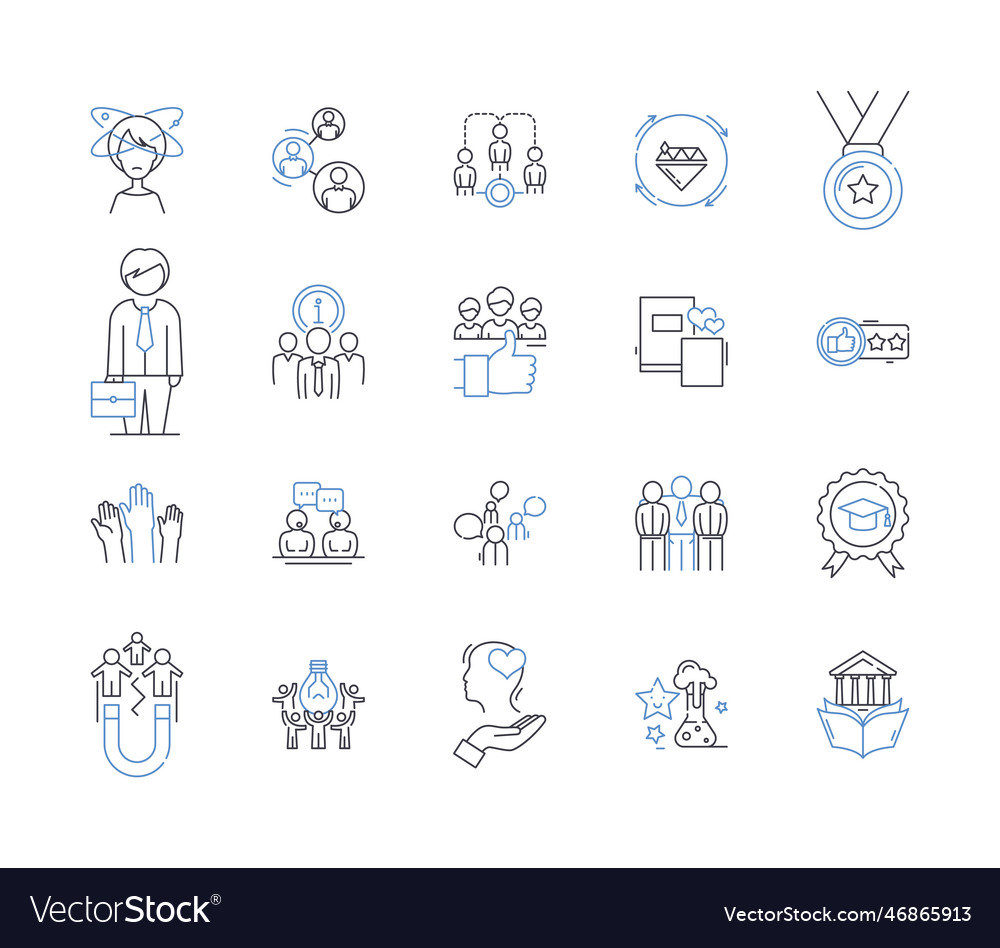 Corporation orientation line icons collection Vector Image Corporation orientation line icons collection Vector Image