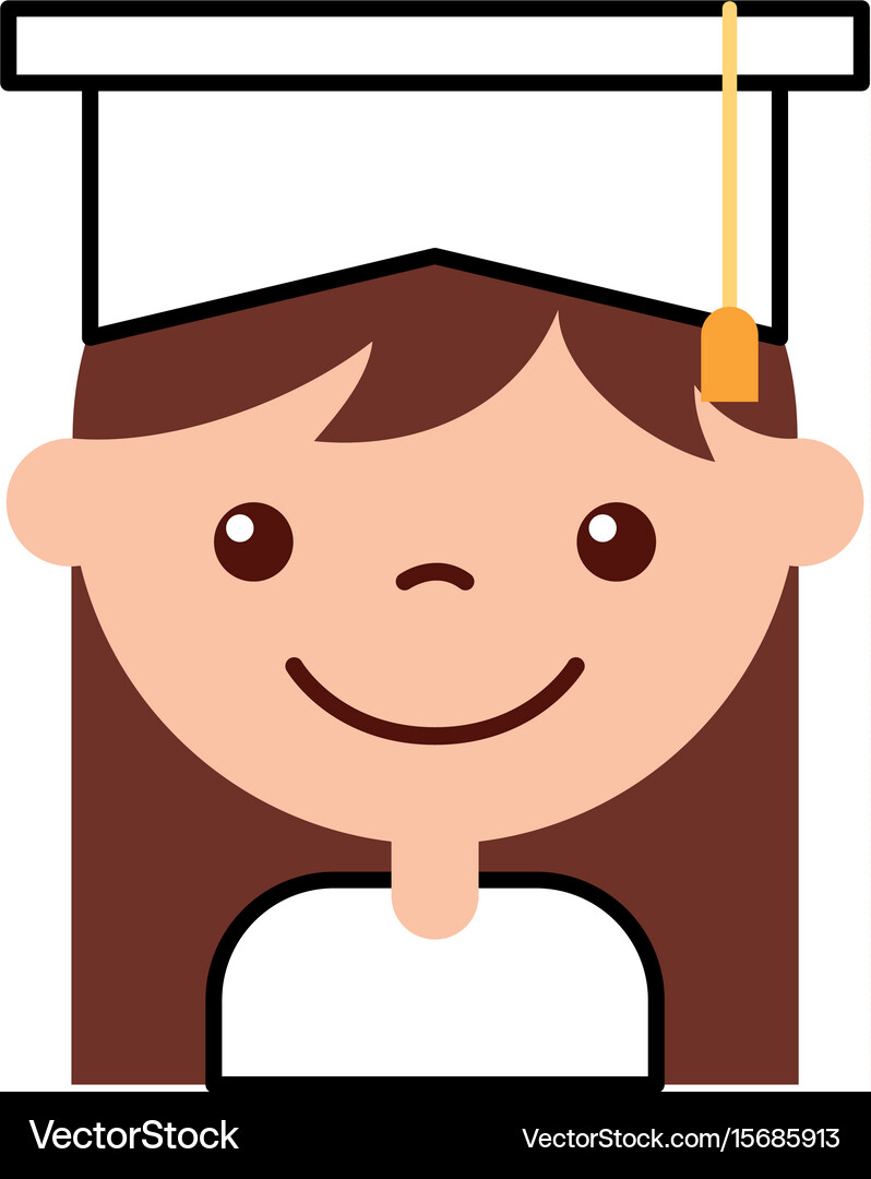 Cute girl graduated icon Royalty Free Vector Image