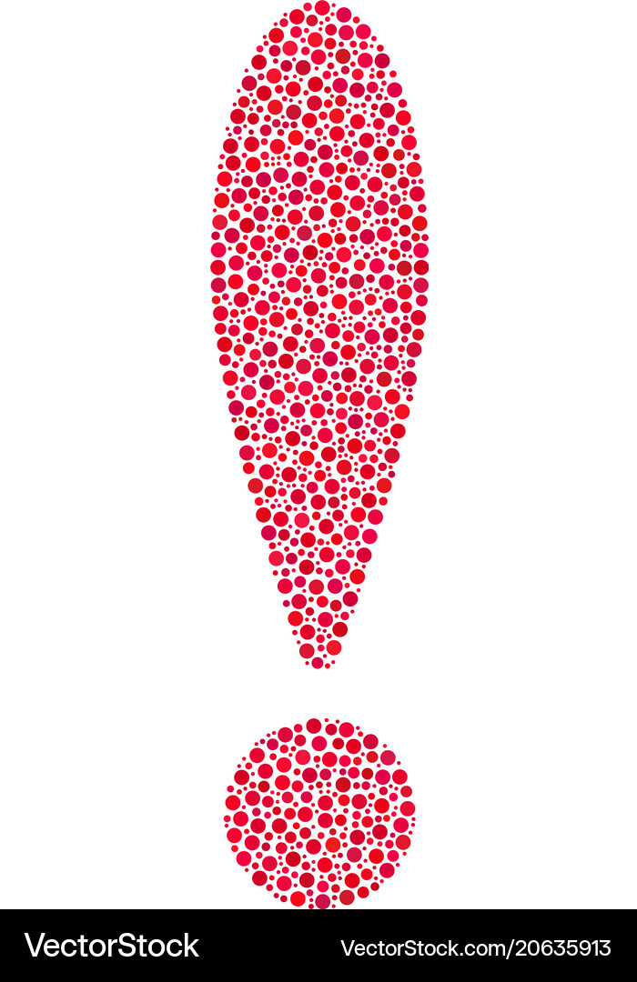Exclamation sign collage of dots Royalty Free Vector Image