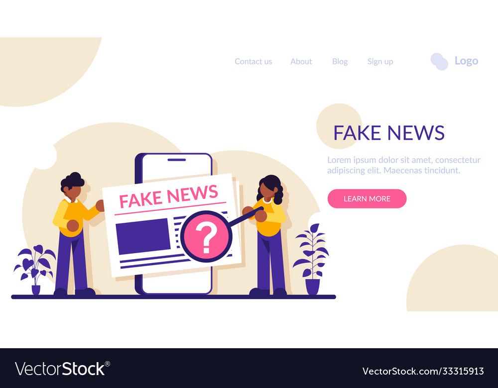 Fake news concept man and a woman view news Vector Image