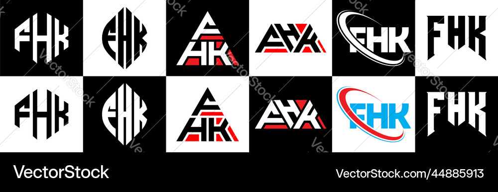 Fhk letter logo design in six style polygon Vector Image