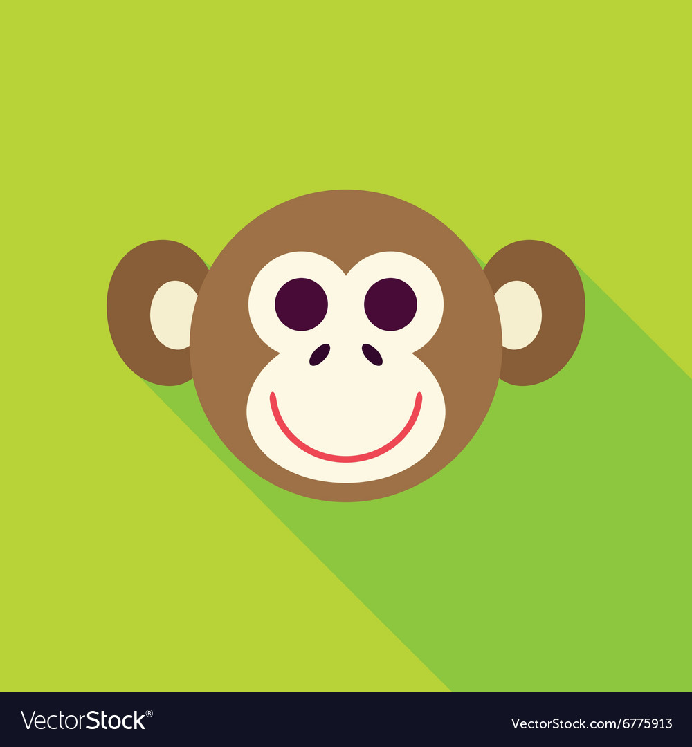 Flat Design Monkey Face Icon Royalty Free Vector Image