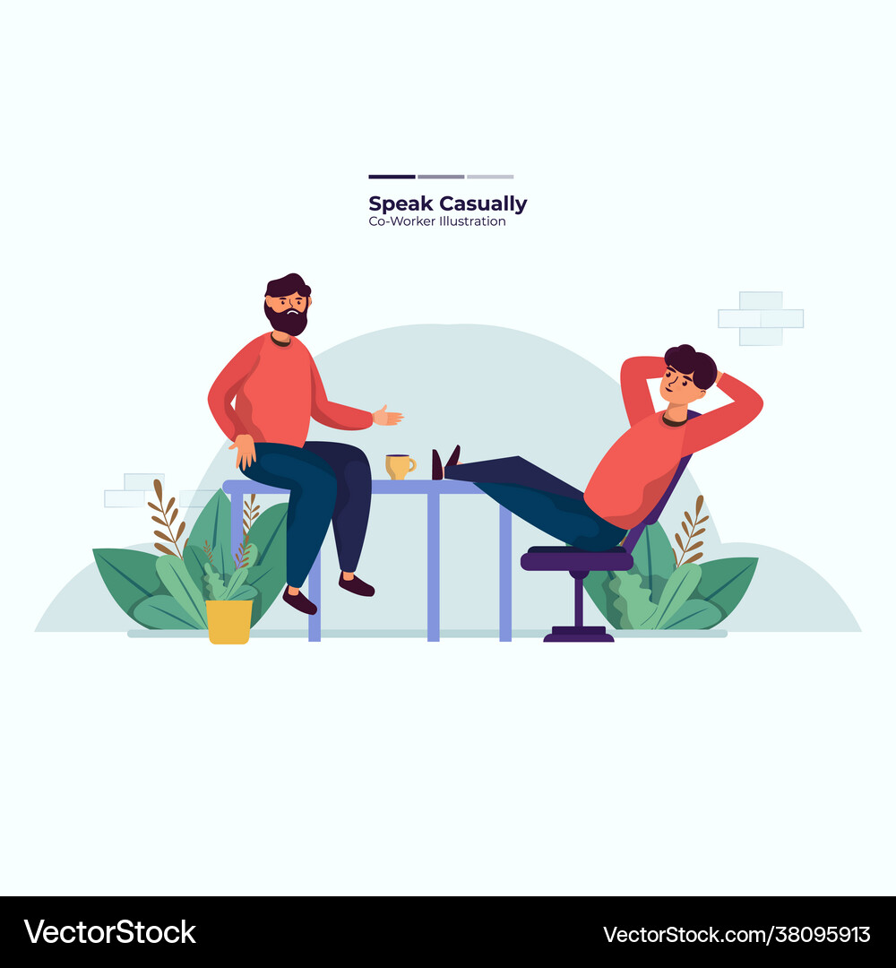 Free time with friend in office Royalty Free Vector Image