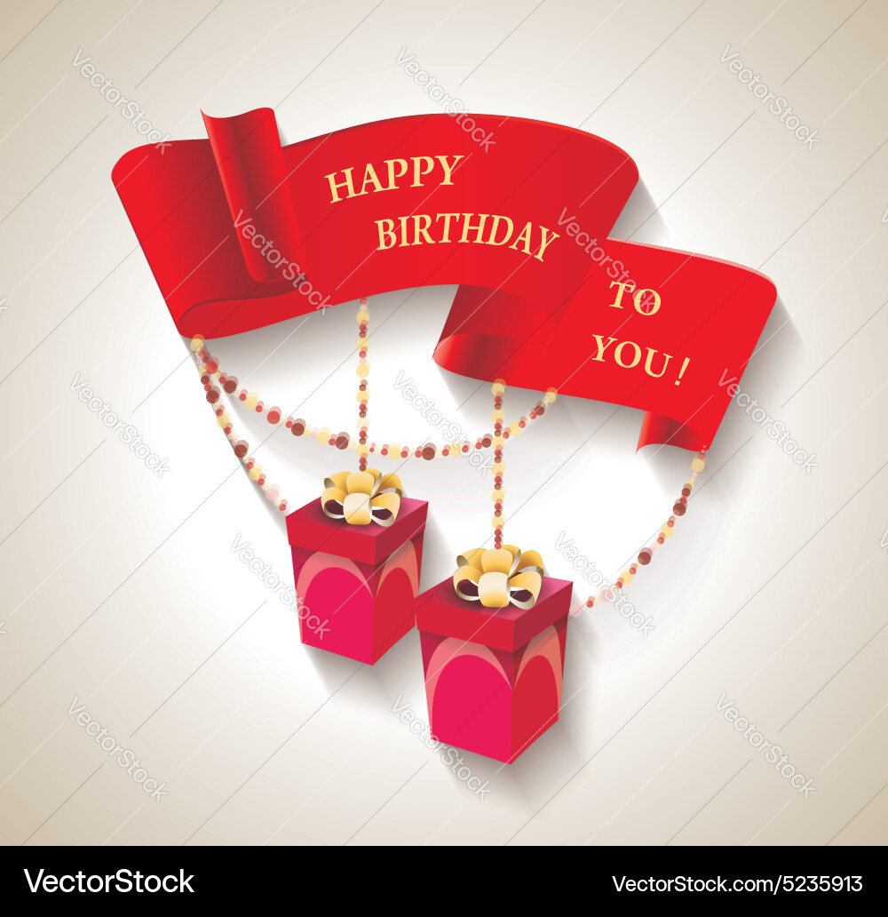Happy birthday design with gift boxes and red Vector Image