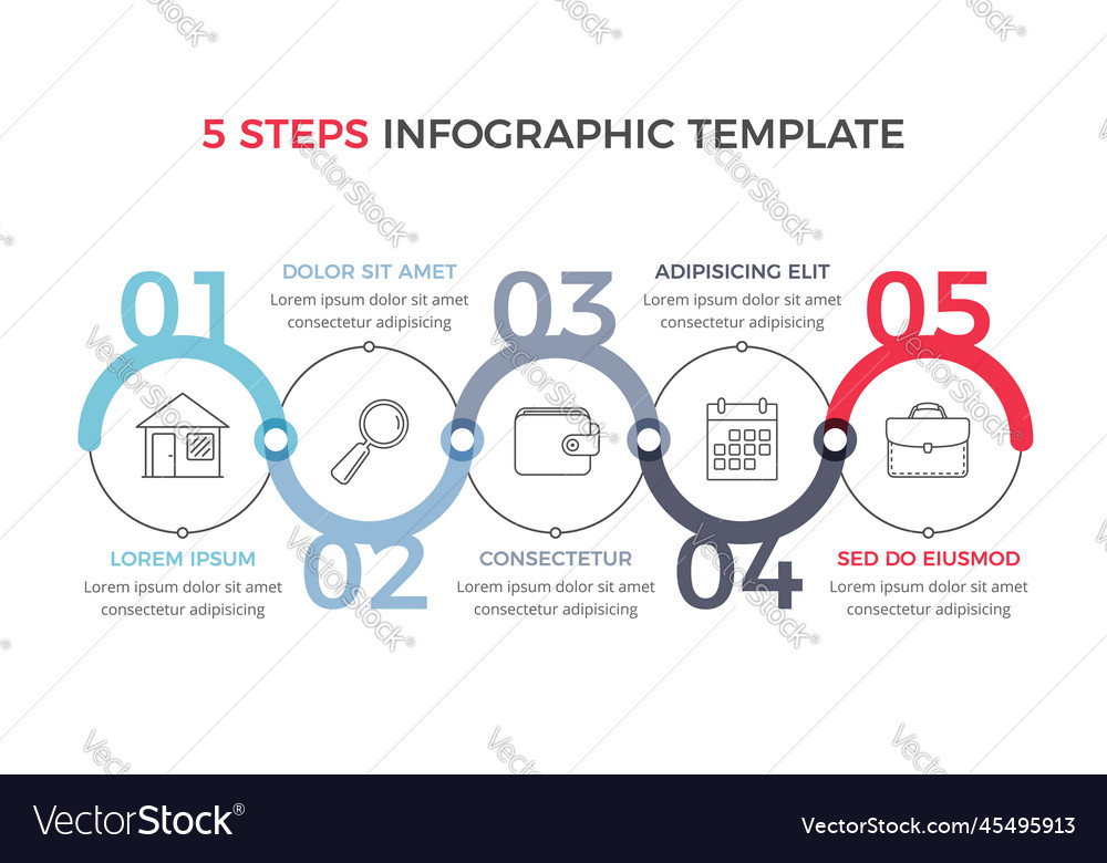 Infographic template with 5 steps Royalty Free Vector Image