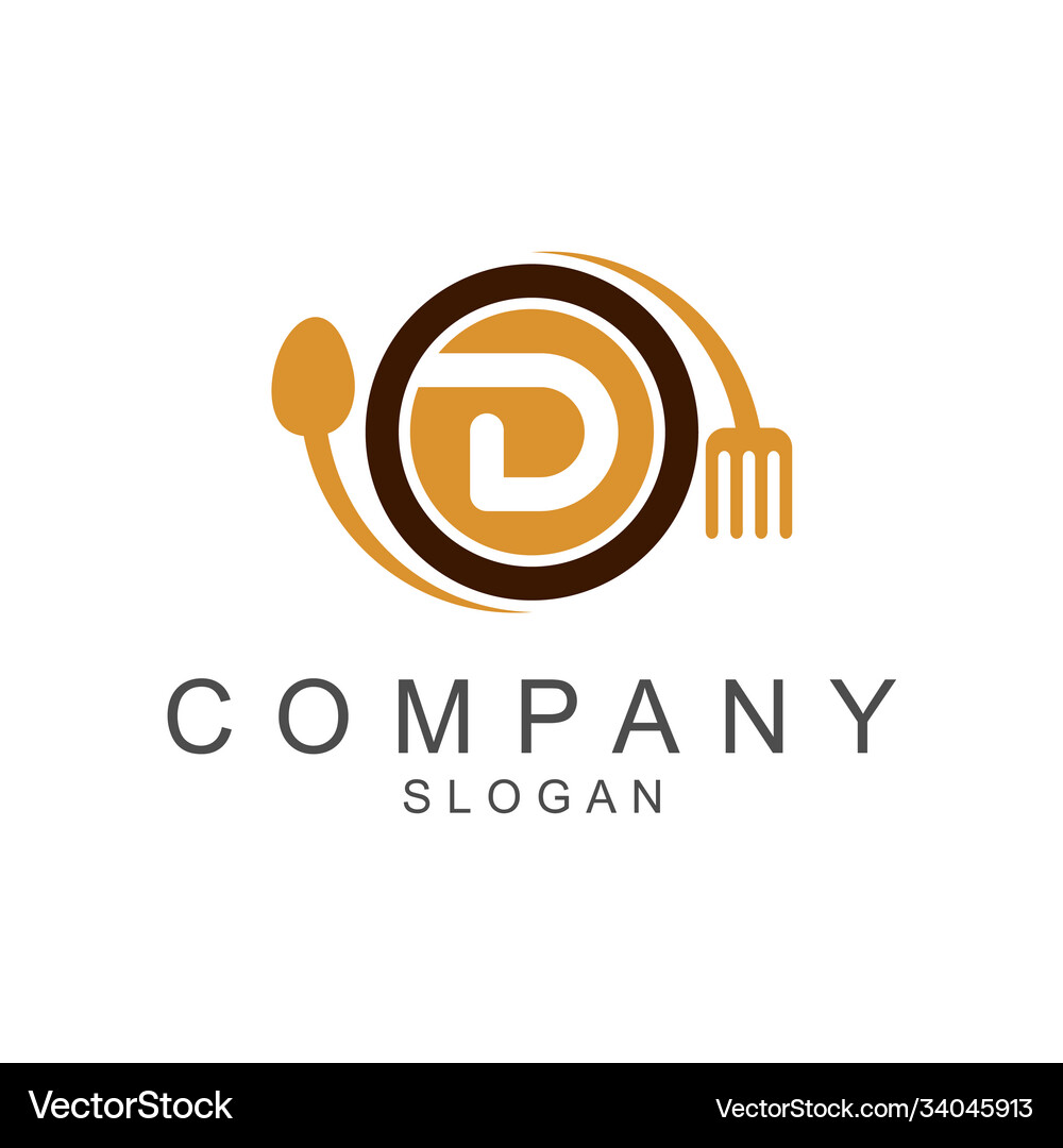 Letter d restaurant food logo template Royalty Free Vector