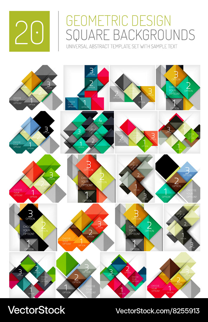 Mega collection of square geometric backgrounds Vector Image
