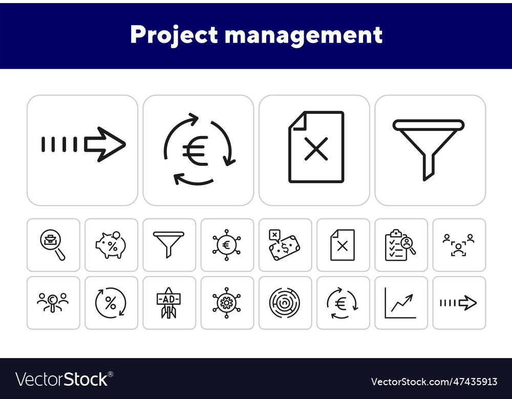 Project management icons Royalty Free Vector Image