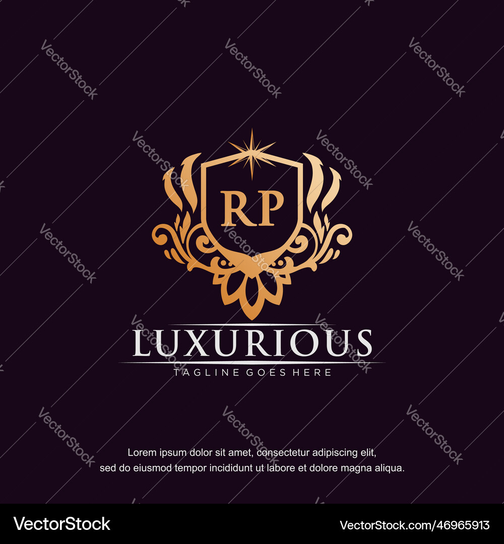 Rp initial letter luxury ornament gold monogram Vector Image