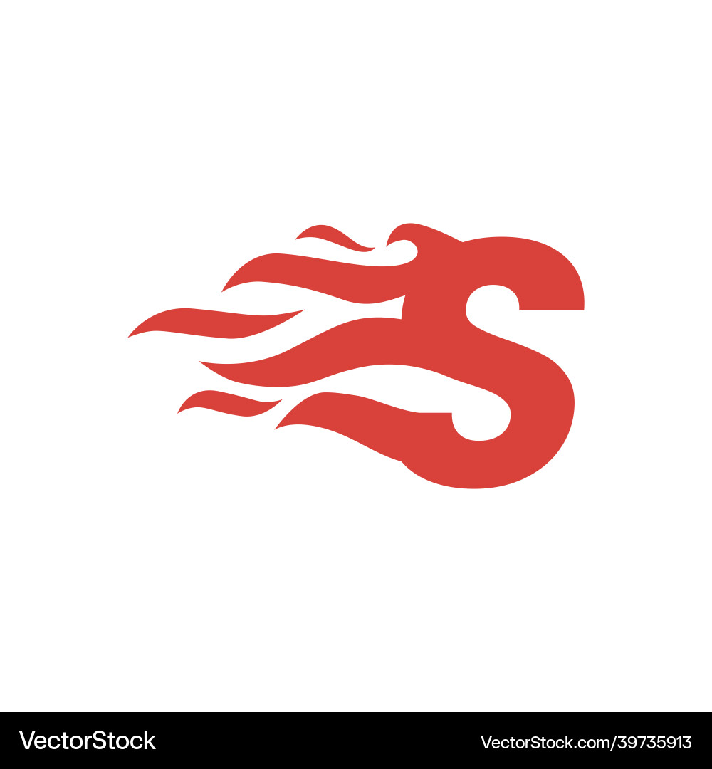 S letter fire flame hot uppercase logo icon Vector Image