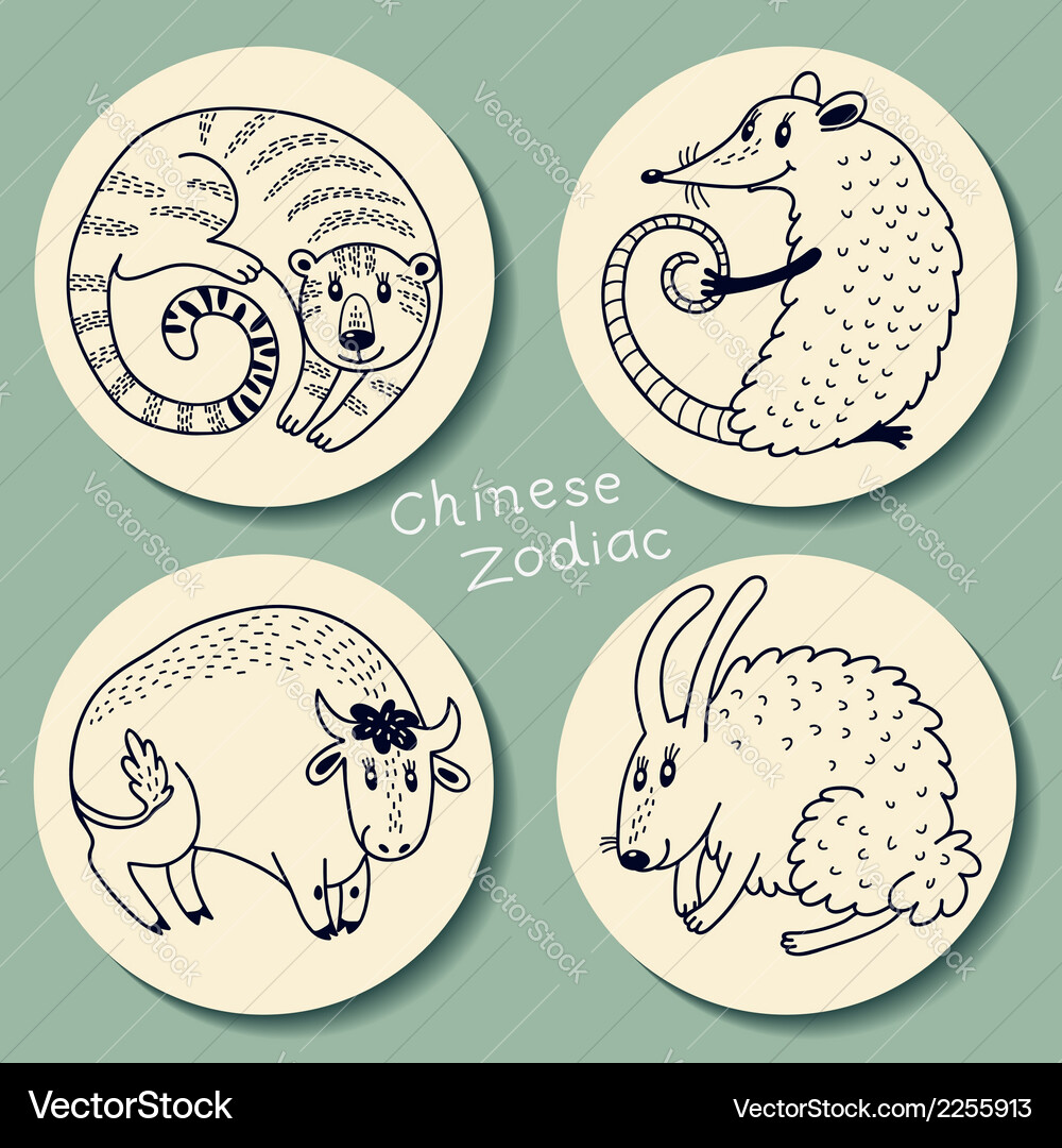 Set chinese zodiac signs Royalty Free Vector Image