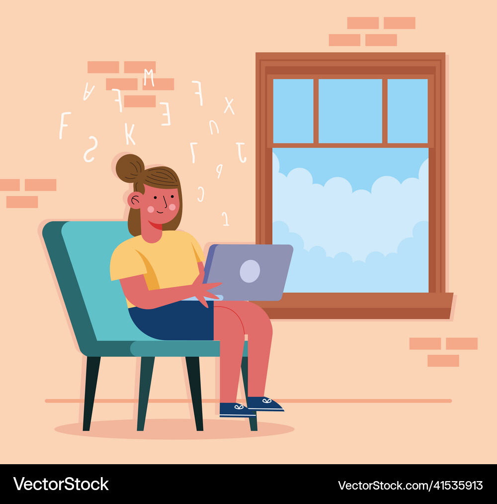 Student girl with laptop Royalty Free Vector Image