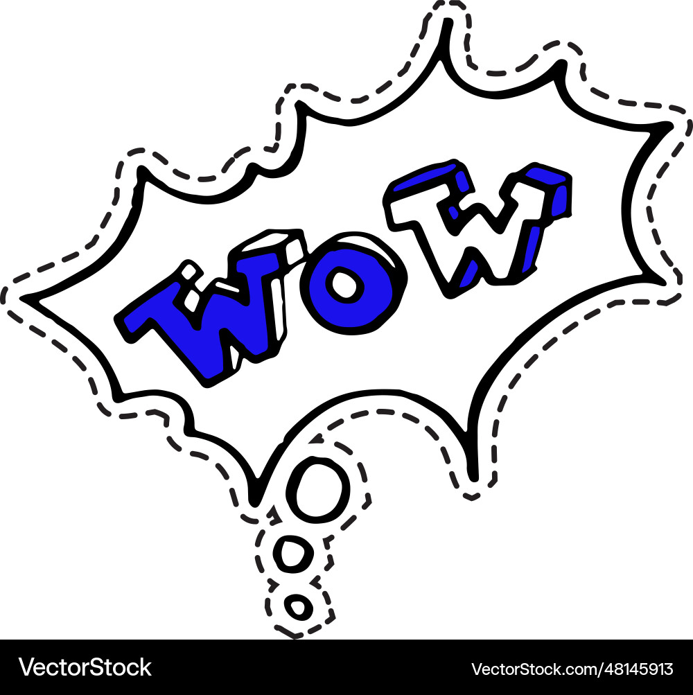 Wow sticker for chatting thought bubble Royalty Free Vector