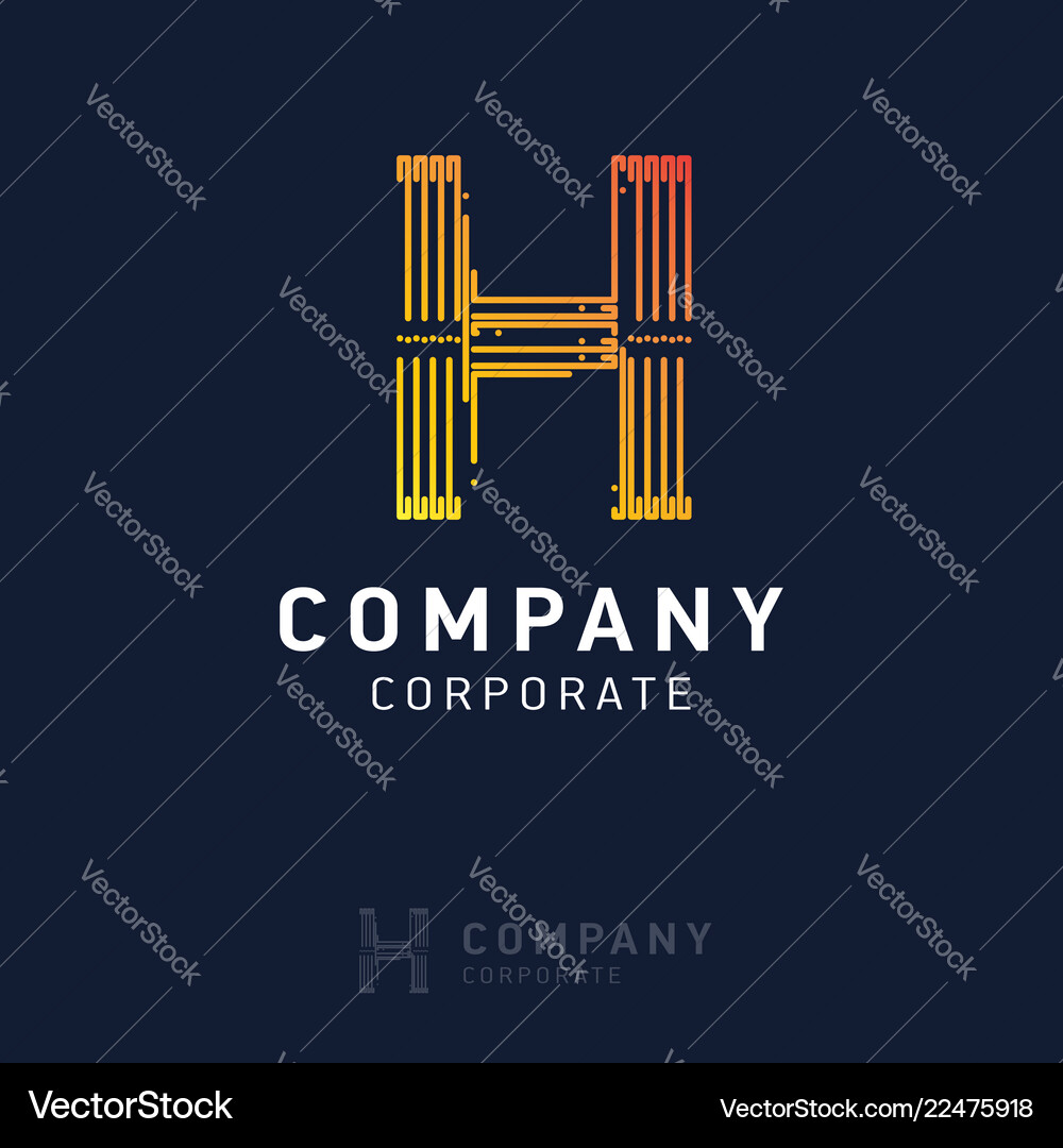 H company logo design with visiting card Vector Image