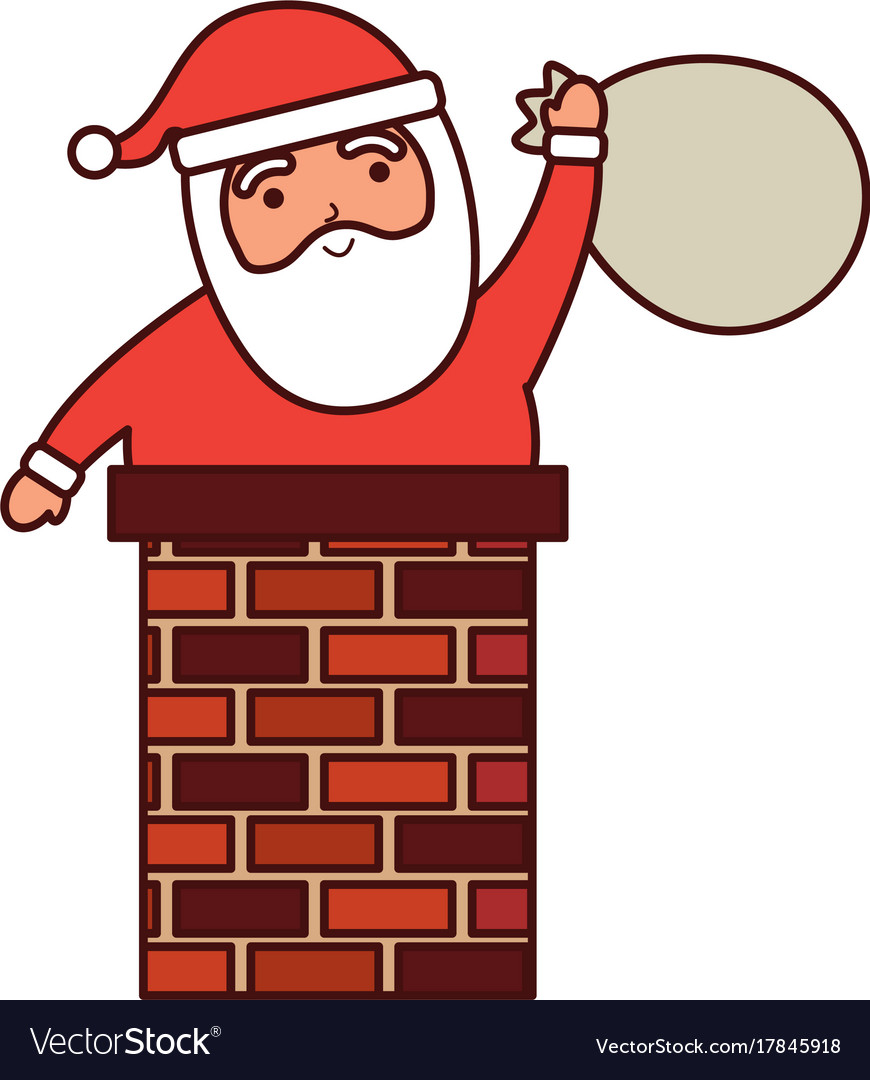 Merry christmas santa claus in chimney Royalty Free Vector