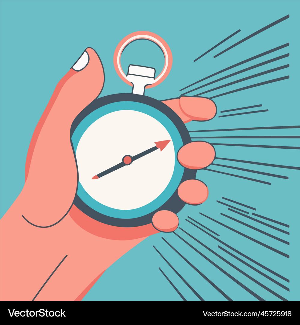 Pocket stopwatch object in a white human hand Vector Image