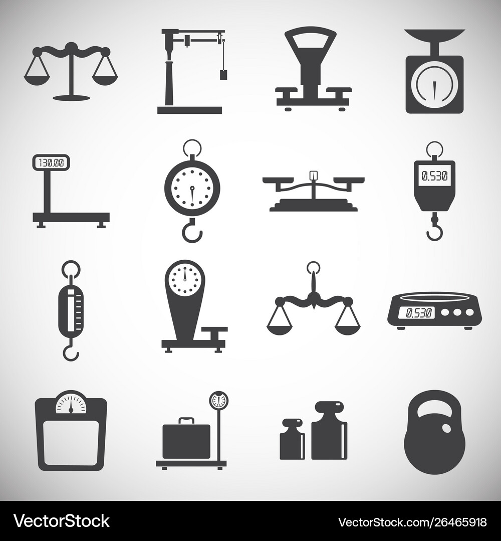 Scale related icons set on background for graphic Vector Image